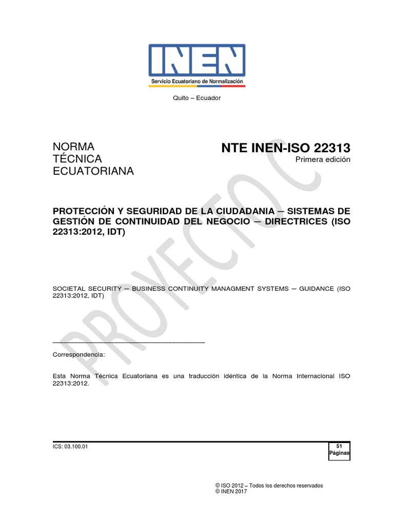 Nte Inen Iso 22313 | PDF | Organización internacional para la ...