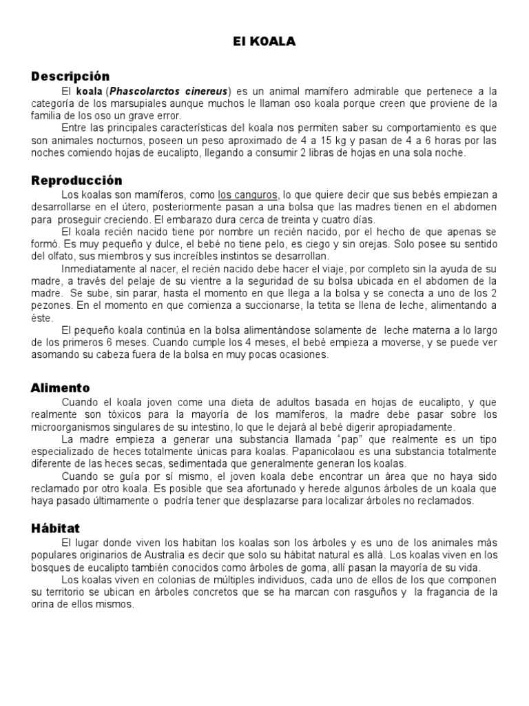 El Koala | PDF | Coala | Organismos
