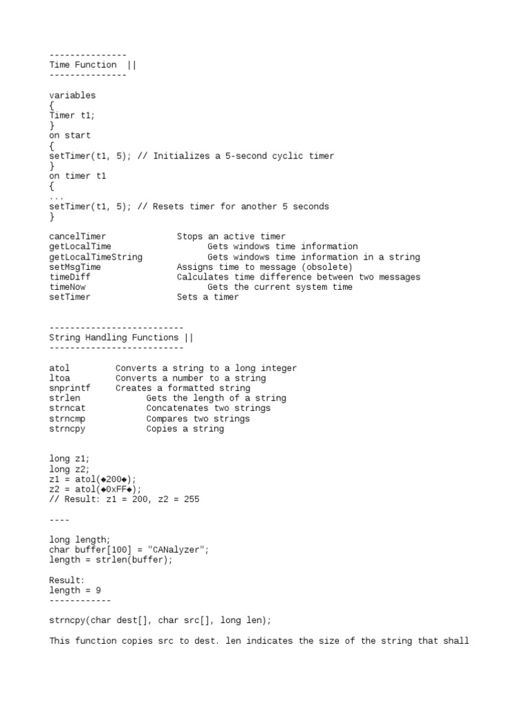 CAPL Functions | PDF