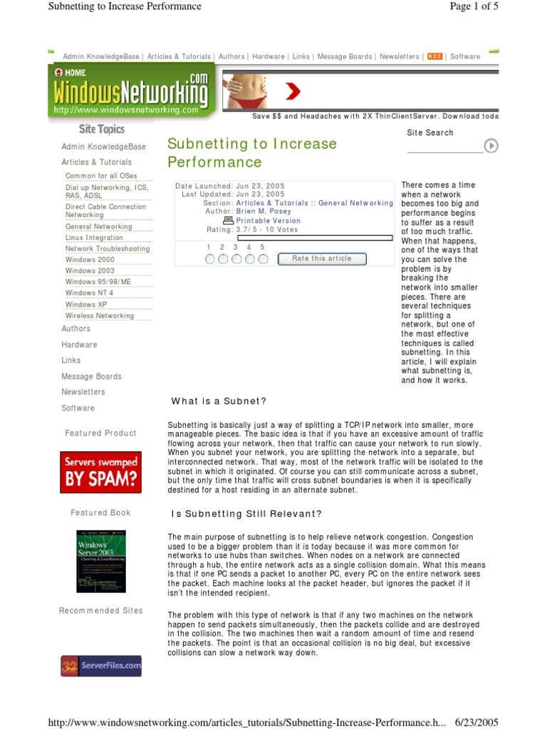 Subnetting To Increase Performance: Admin Knowledgebase Articles ...