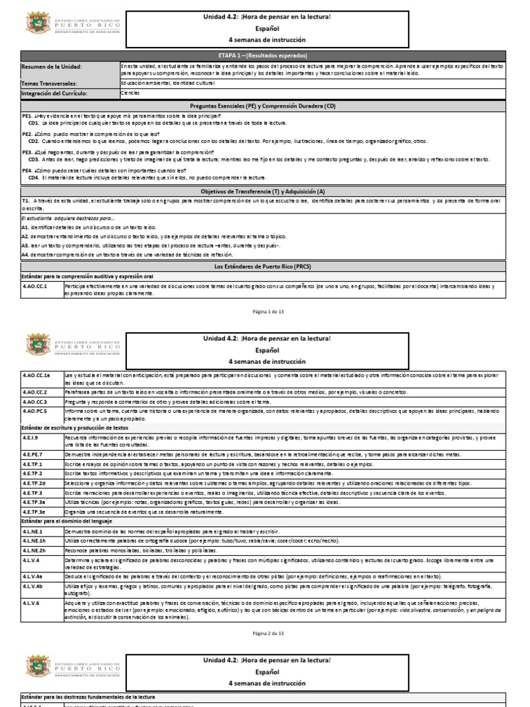 Español Unidad 4.2 | PDF | Lectura (proceso) | Palabra