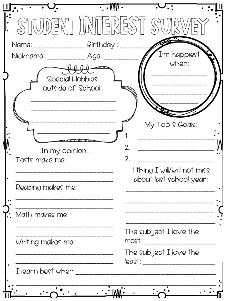 Student Interest Survey Template | PDF | Self-Improvement