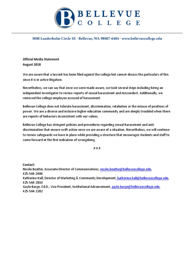 Media Statement - Bellevue College | PDF
