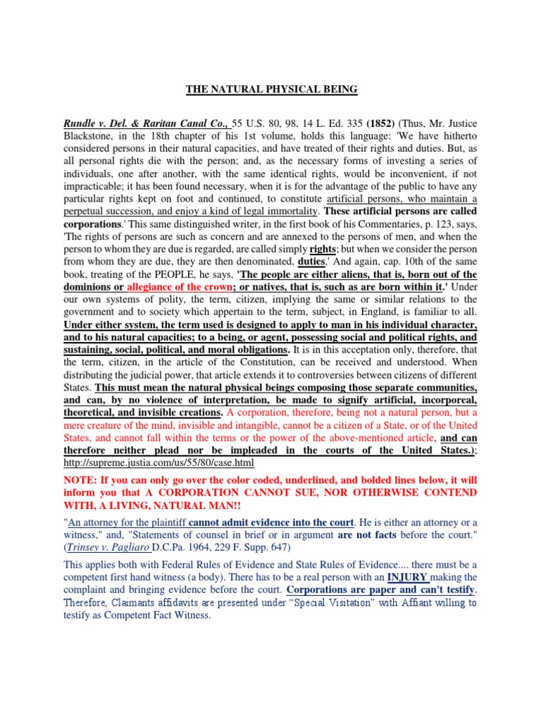 The Natural Physical Being - Rundle v. Del. & Raritan Canal Co | PDF ...