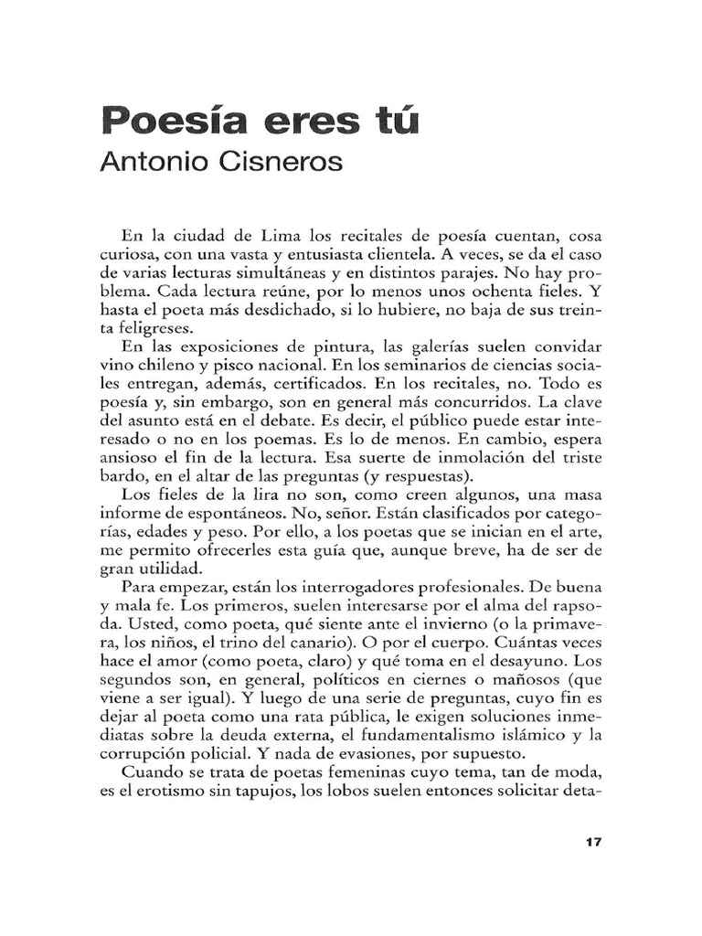Poesia Eres Tu | PDF | Poesía