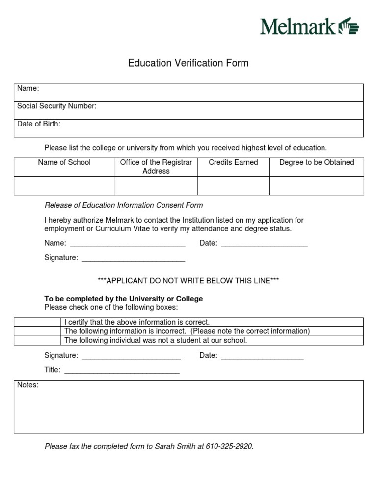 Education Verification Form | PDF | Career & Growth