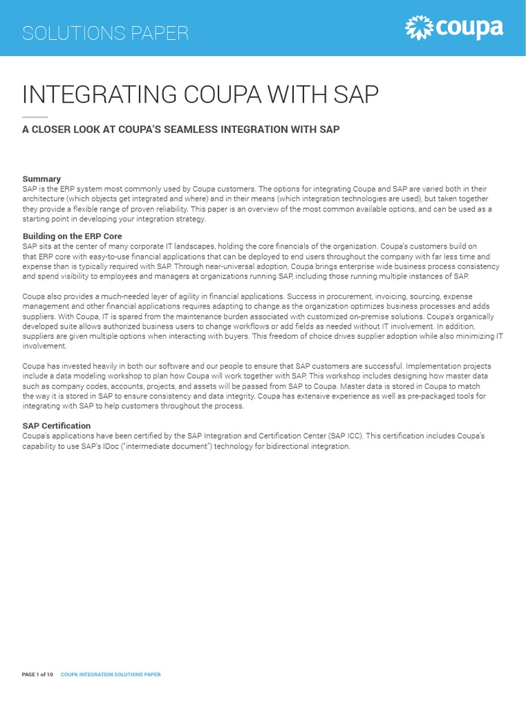 SAP Coupa Integration | PDF | Sap Se | Enterprise Resource Planning