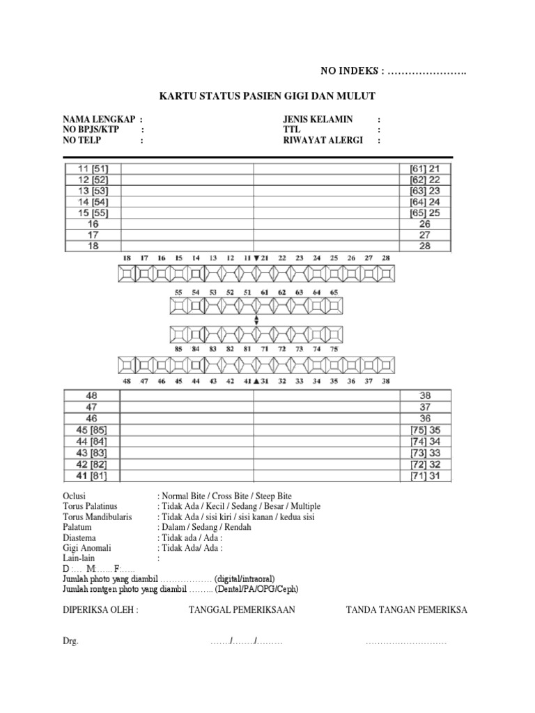 FORMULIR PEMERIKSAAN ODONTOGRAM