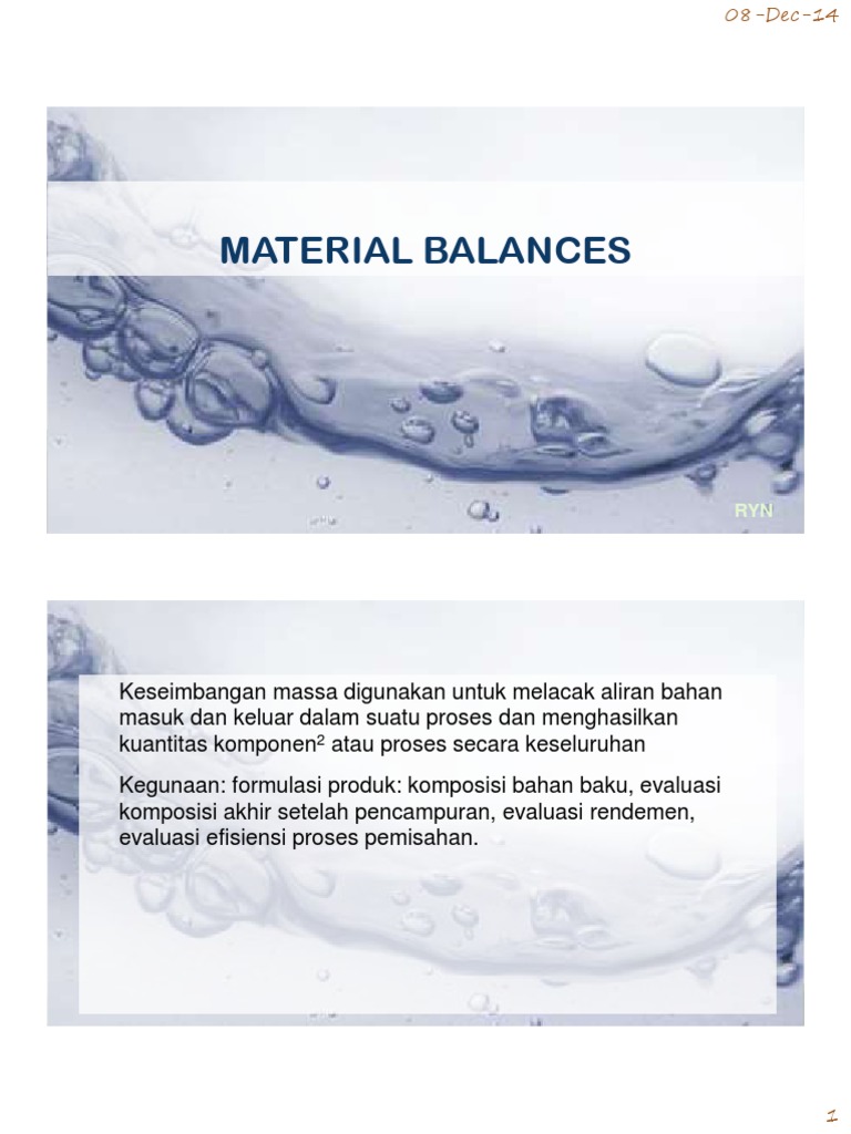 Mass Balance PDF | PDF