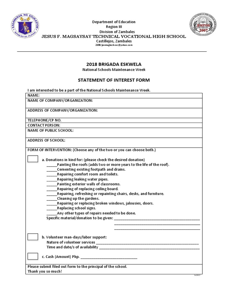 Statement of Interest Form | PDF