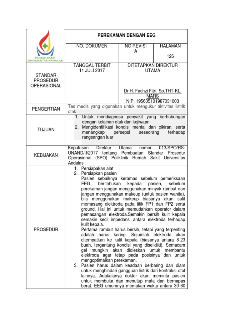 Sop Perekaman Dengan Eeg | PDF
