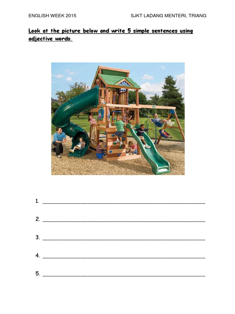 Look at The Picture Below and Write 5 Simple Sentences Using Adjective ...