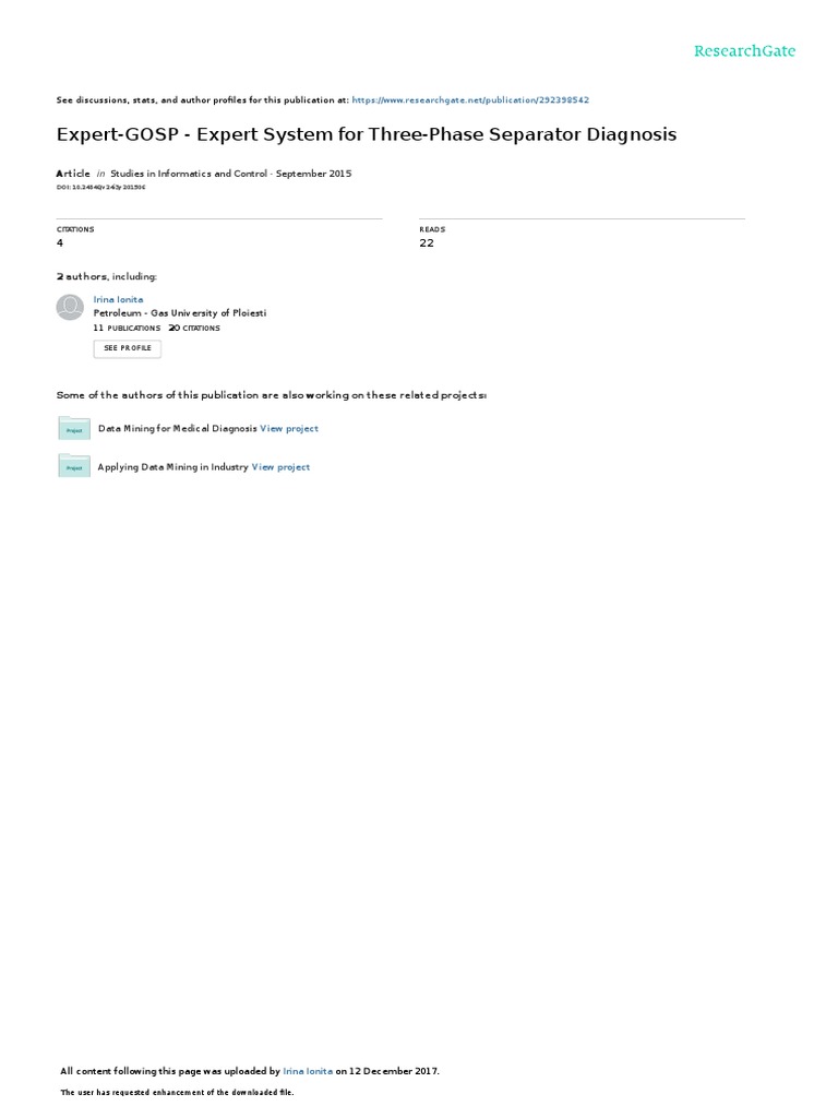 Expert-GOSP: Diagnosis for GOSP Systems | PDF | System | Decision Making