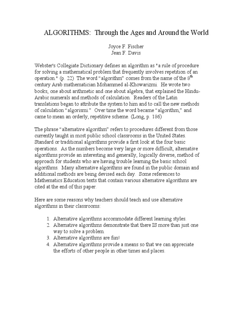 Algorithm For Whole Number | PDF | Subtraction | Division (Mathematics)