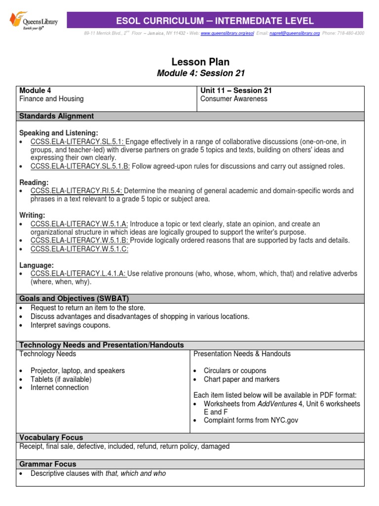Consumer Awareness Lesson Plan | PDF | Coupon | Lesson Plan