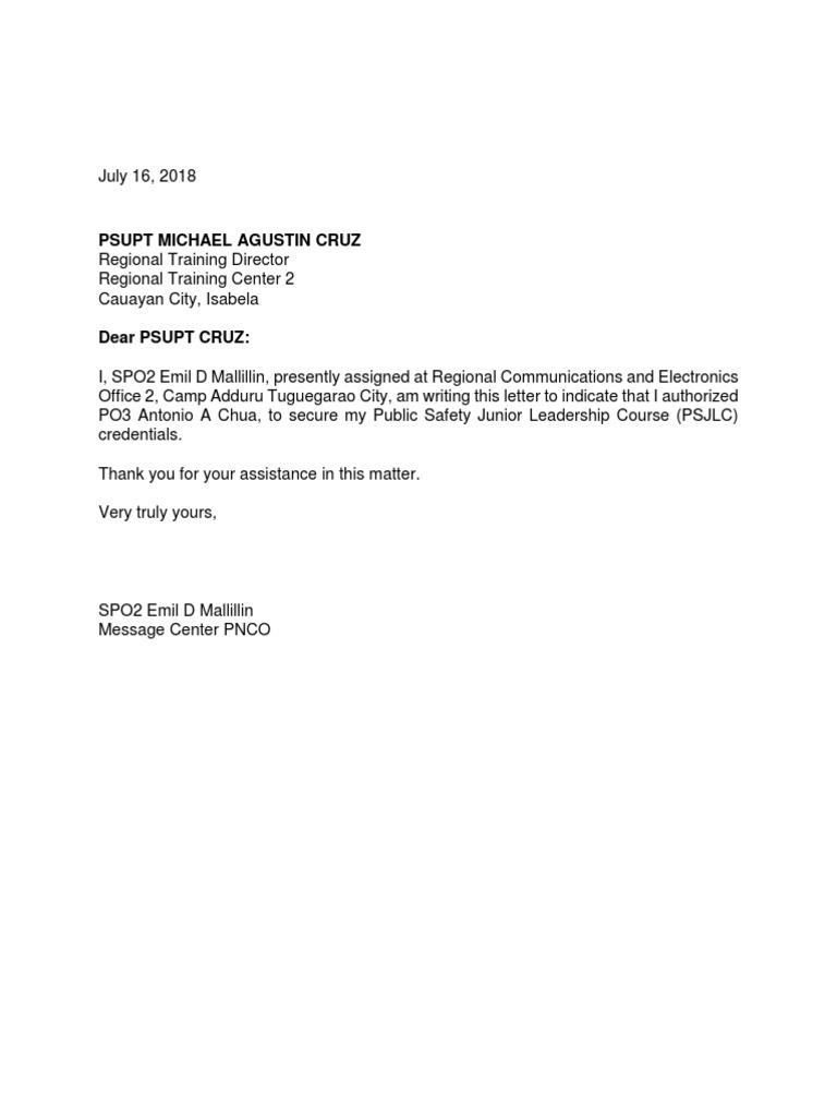 Authorization Letter JLC Files | PDF