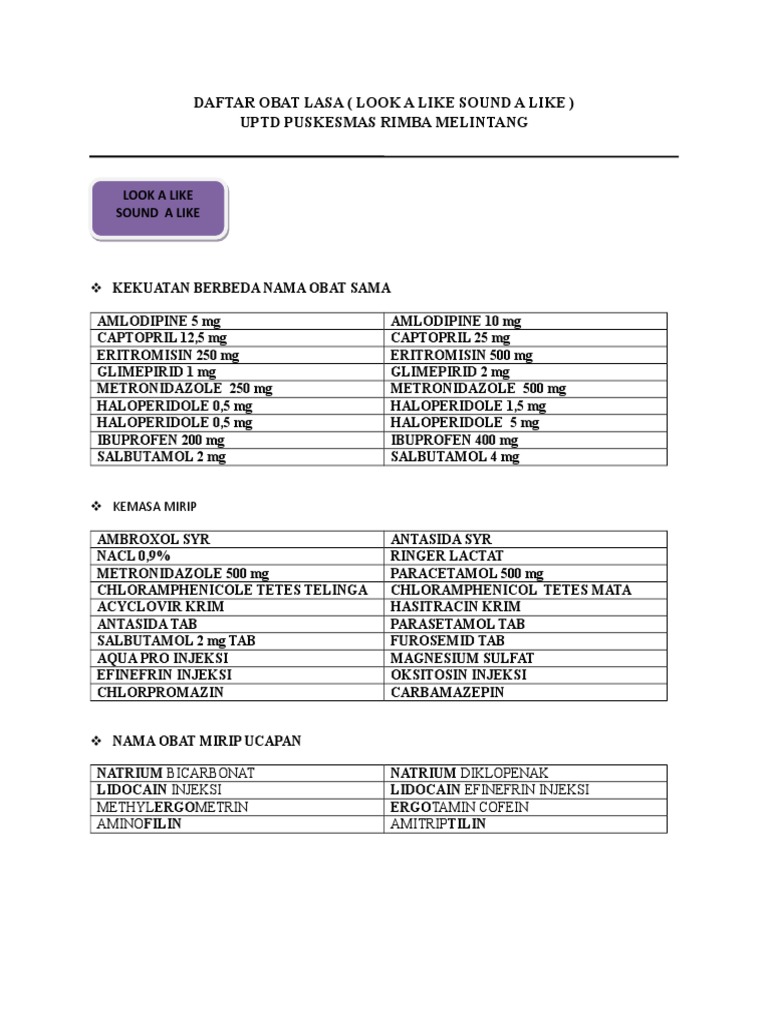 Daftar OBAT LASA | PDF