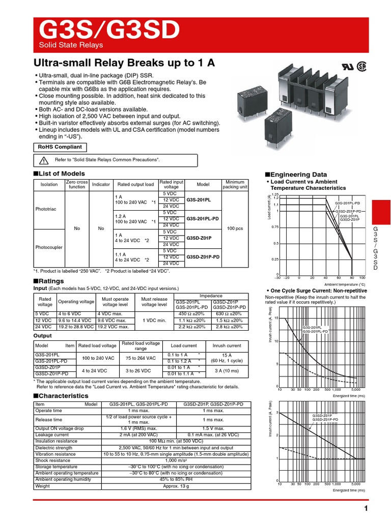 G3S/G3SD: Ultra-Small Relay Breaks Up To 1 A | PDF | Relay ...