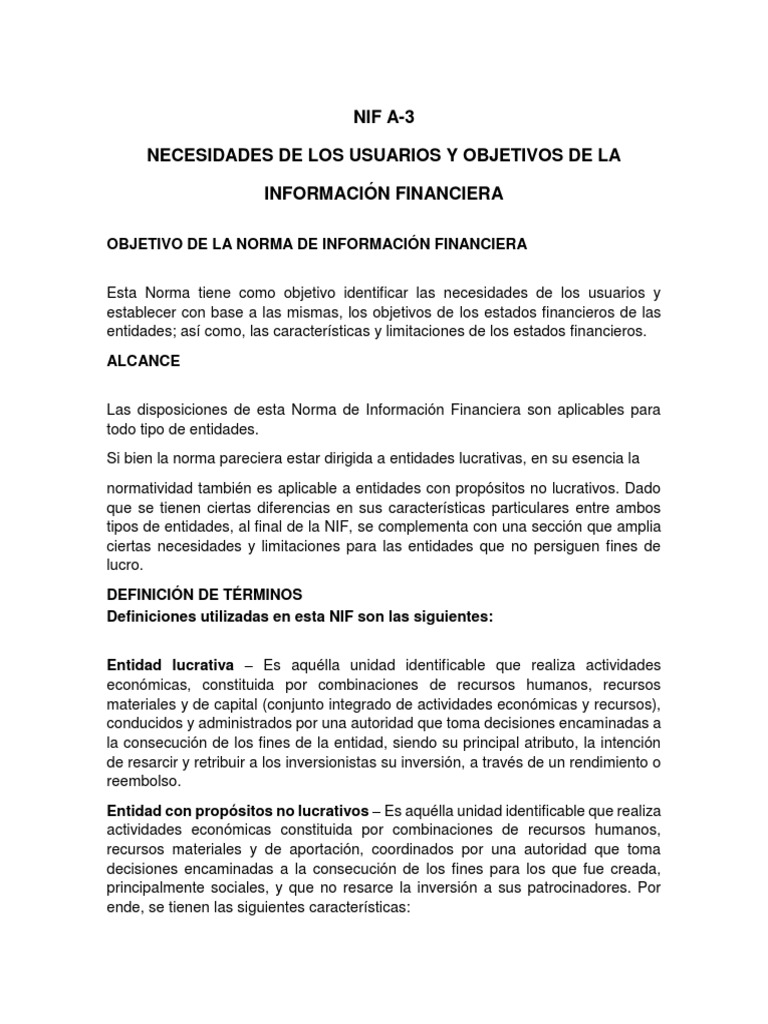 Nif A-3 | PDF | Contabilidad | Estado financiero