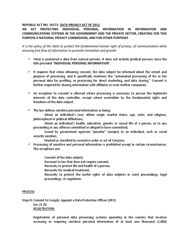 Data Privacy Act of 2012 | PDF | Personally Identifiable Information ...