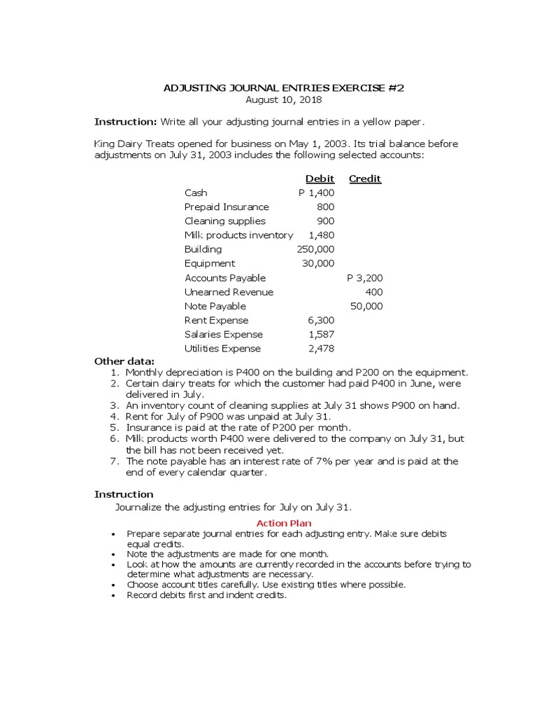 Aje Exercise August 10 | PDF