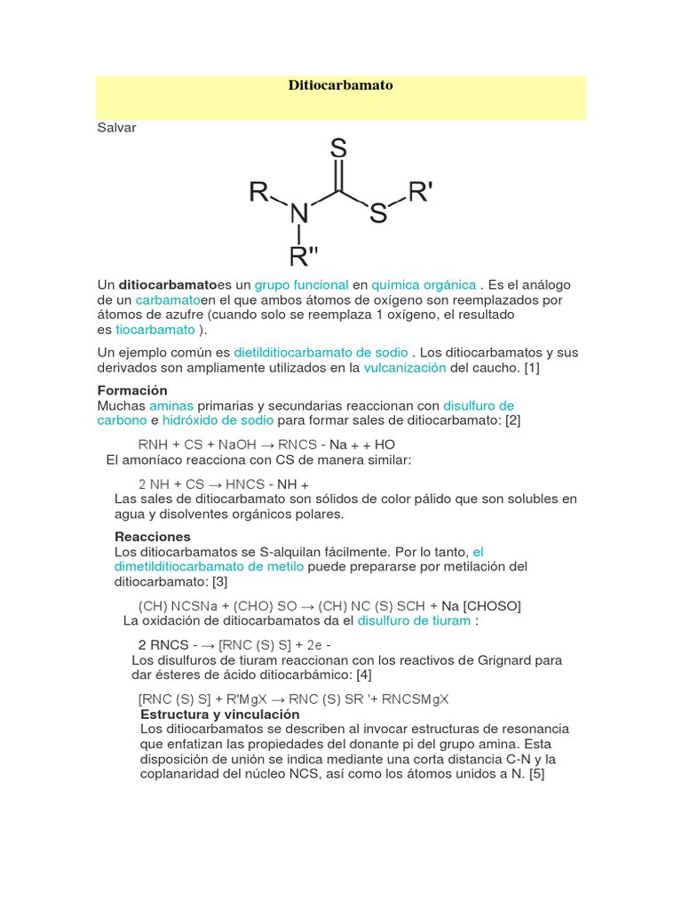 Ditiocarbamato Pdf Amoníaco Sal Química