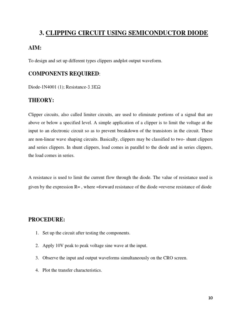 Clipping Circuit Using Semiconductor Diode | PDF