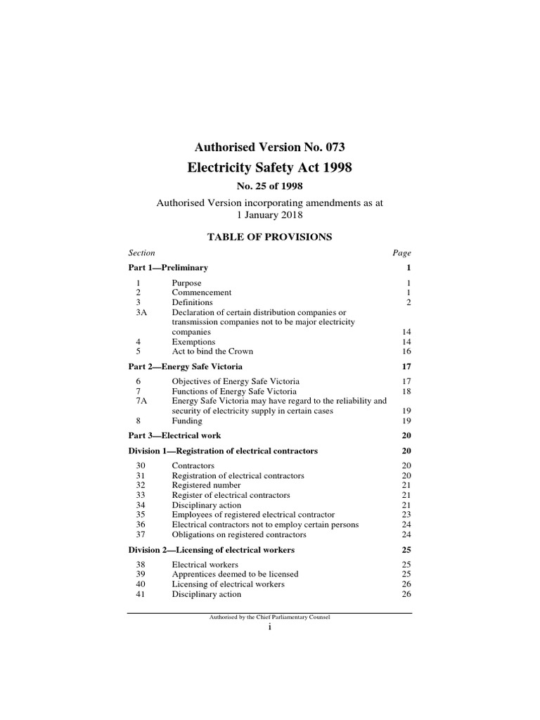 Electricity Safety Act Overview | PDF | Safety | Electrical Wiring