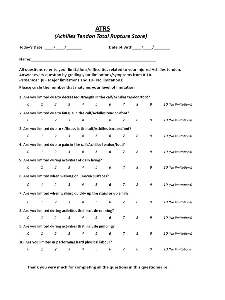 ATRS Questionnaire | PDF