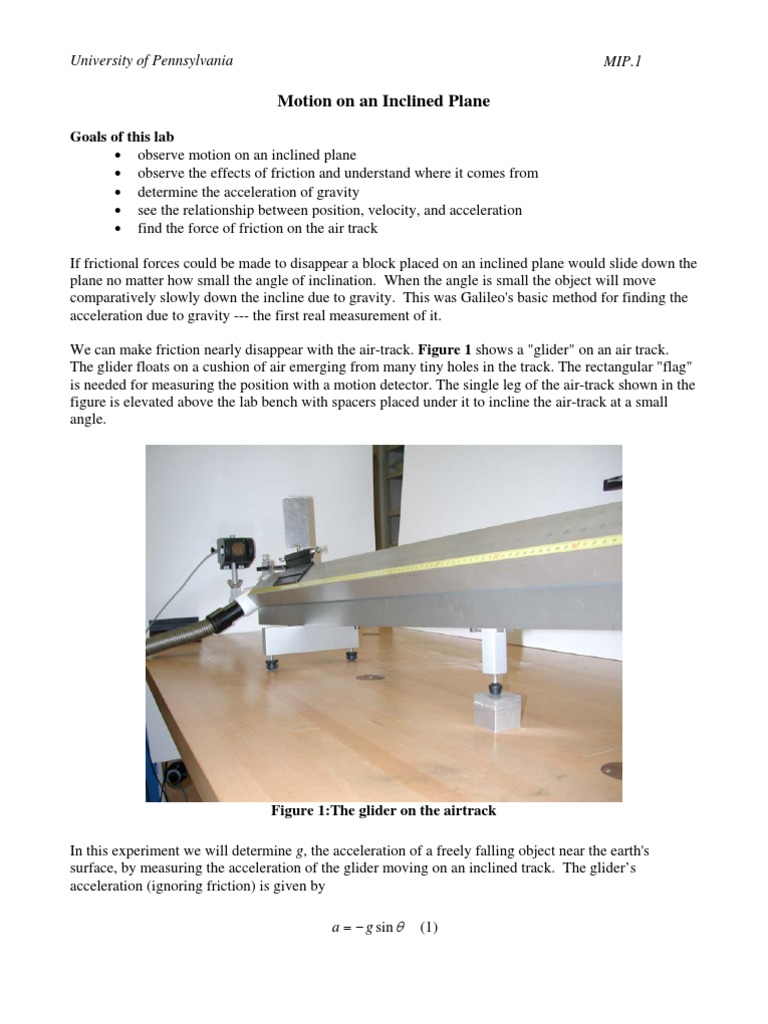 Motion Inclined Plane | PDF | Acceleration | Gravity