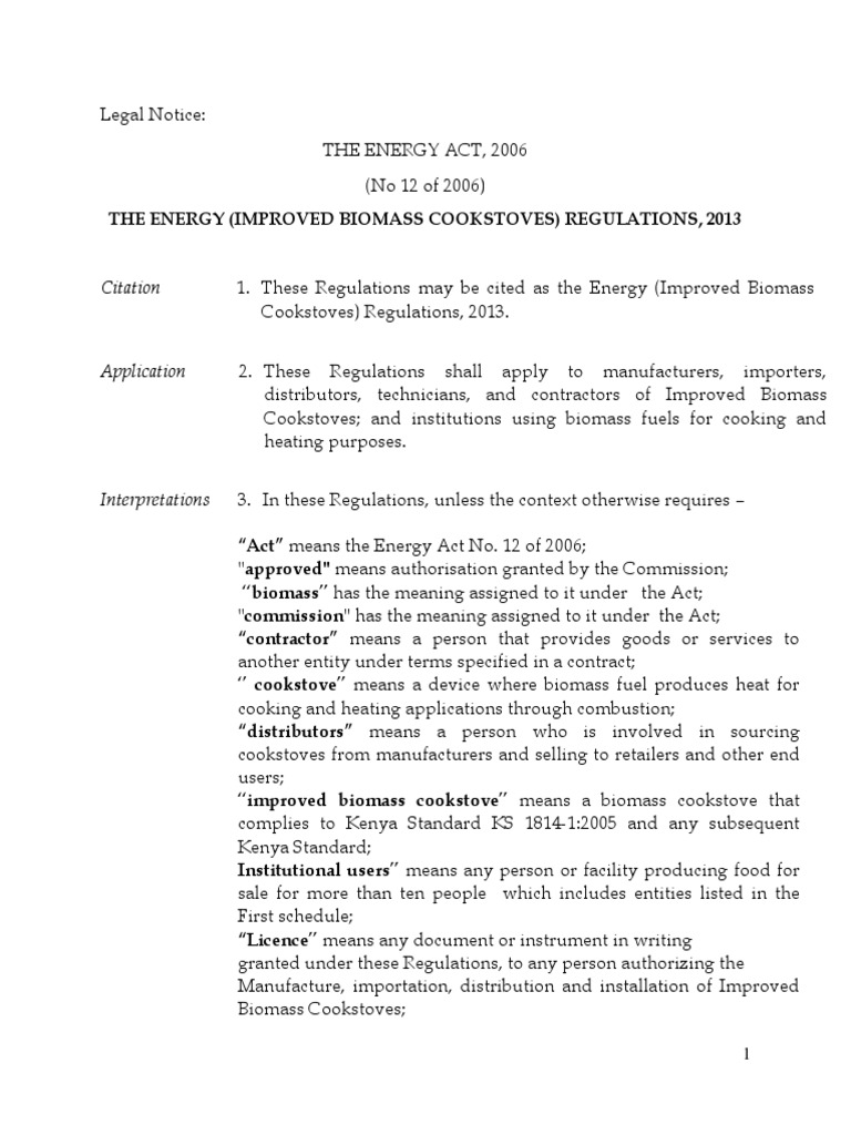 Improved Biomass Cookstoves Regulations | PDF | License | Identity Document