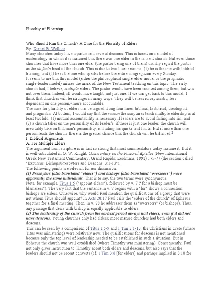 Plurality of Elders 1 | PDF | Elder (Christianity) | Paul The Apostle