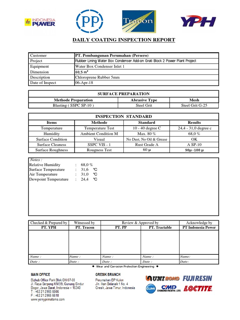 After Blasting Report Example | PDF | Humidity | Corrosion