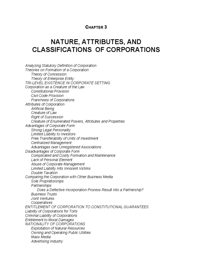 03-Nature & Attributes of Corporations PDF | PDF | Corporations ...