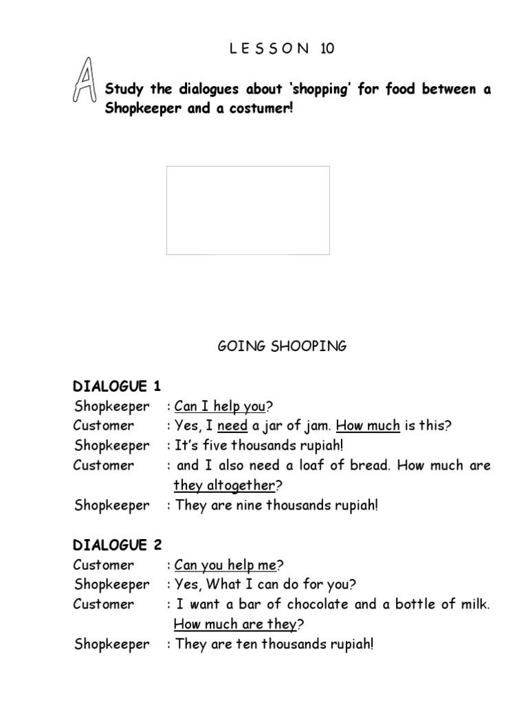 Shopping Dialogues for Food Items | PDF