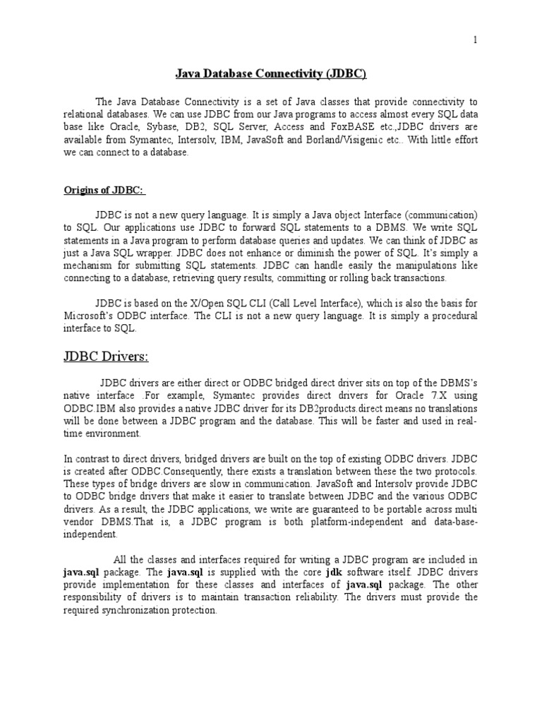 Java Database Connectivity | PDF | Hyperlink | Databases