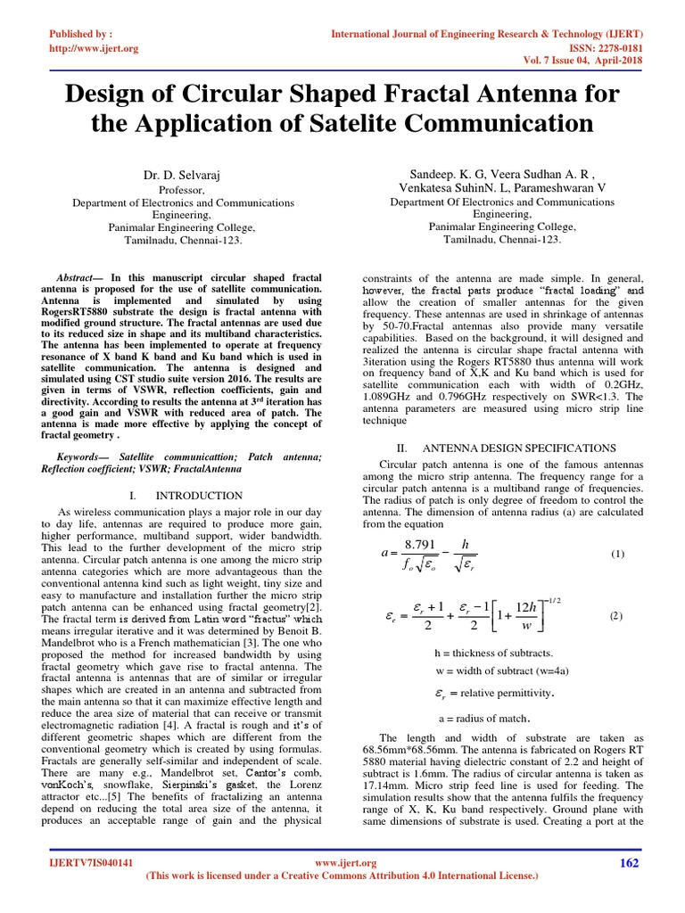 Design of Circular Fractal Antenna | PDF | Fractal | Antenna (Radio)