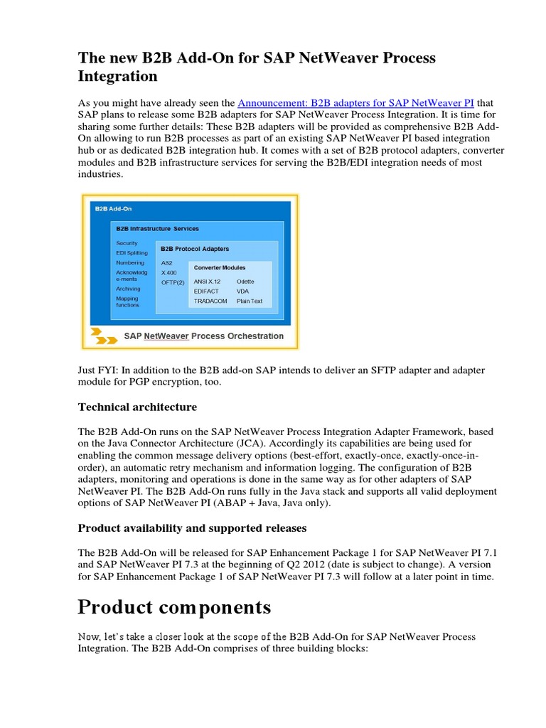 The New B2B Add-On For SAP NetWeaver Process Integration | PDF ...