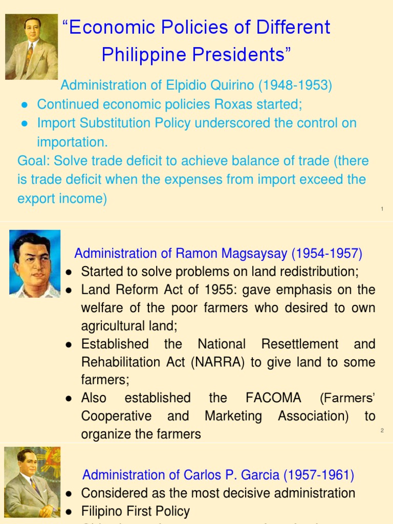 Economic Policies of Different Philippine Presidents | PDF ...