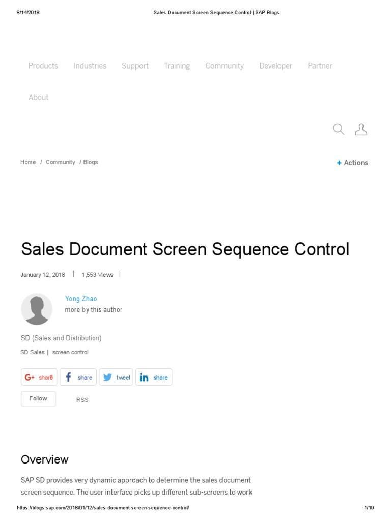 Sales Document Screen Sequence Control - SAP Blogs | PDF | Computing ...