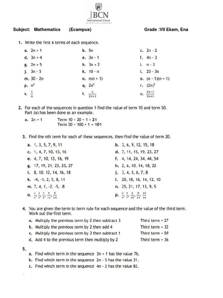 Subject: Mathematics (Ecampus) Grade:VII Ekam, Ena | PDF