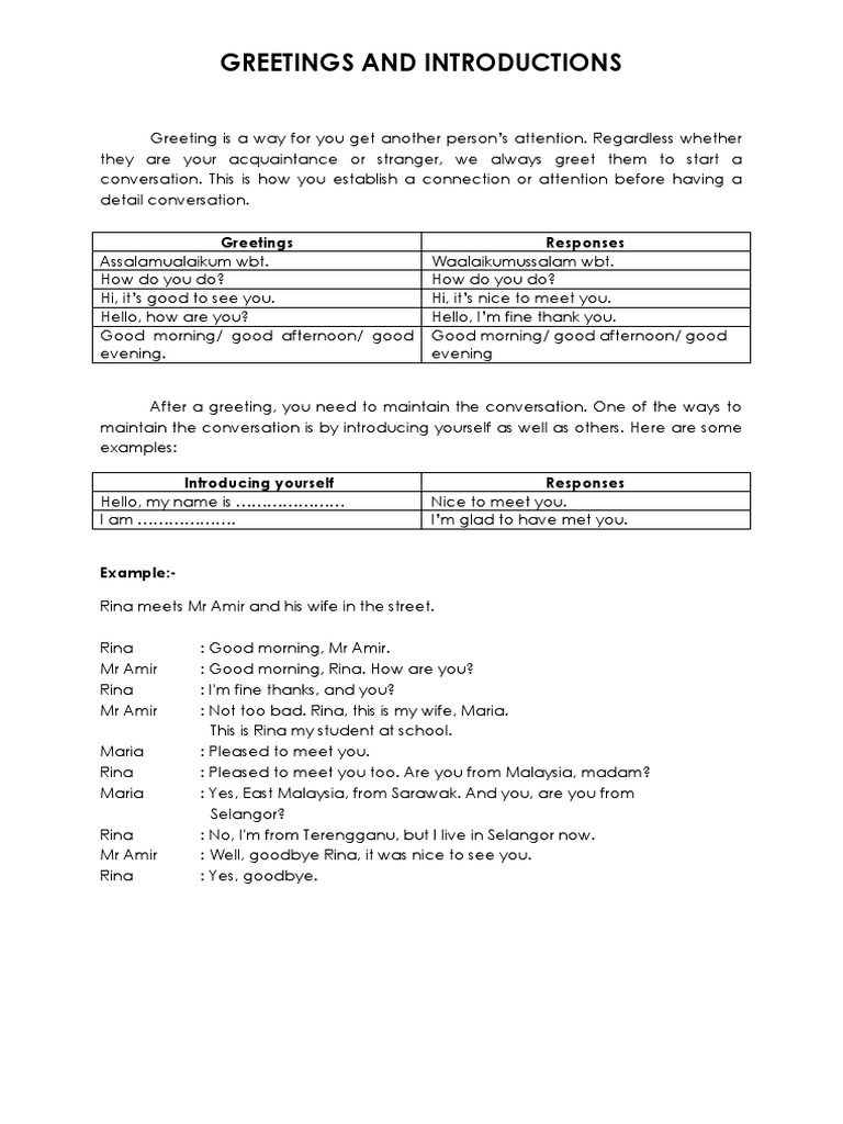 Greetings & Introductions | PDF | Home & Garden