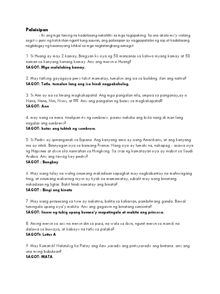 Palaisipan Literatura | PDF