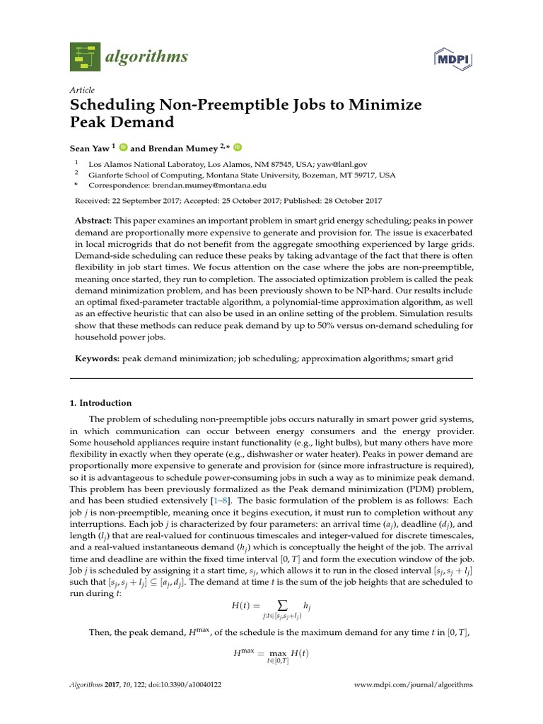 Algorithms: Scheduling Non-Preemptible Jobs To Minimize Peak Demand | PDF | Time Complexity ...