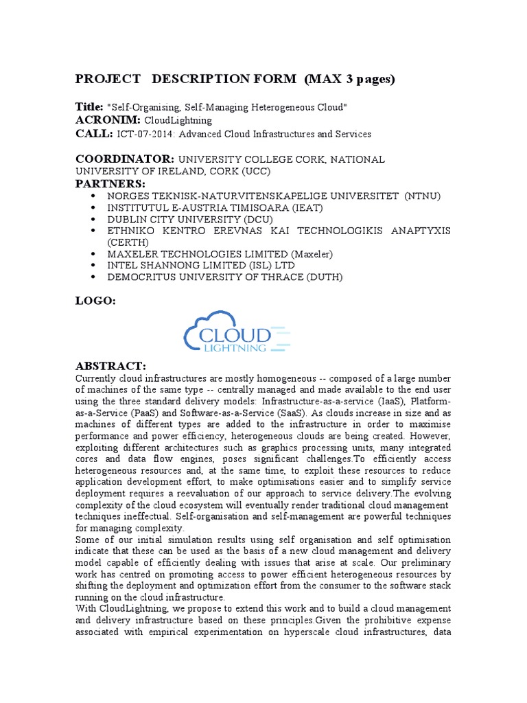 Project Description Form2 | PDF | Cloud Computing | Software Engineering