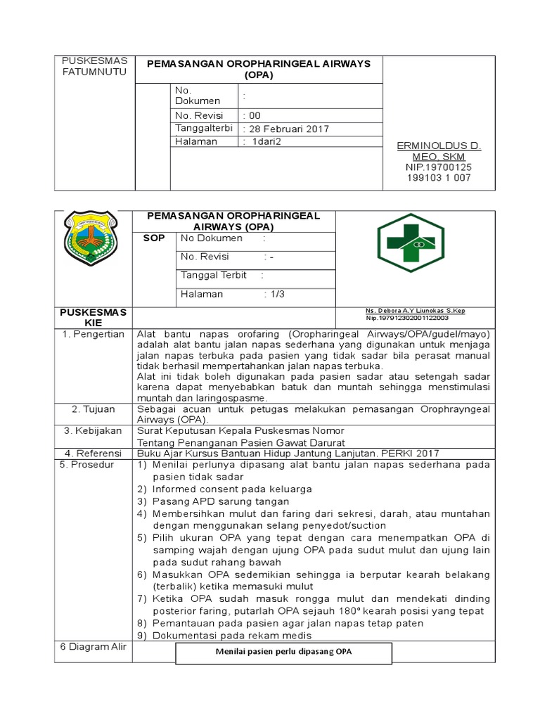 SOP Pemasangan OPA | PDF