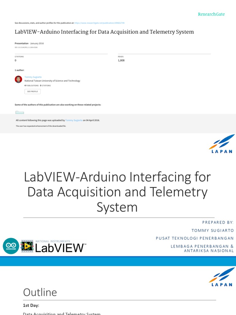Labview Arduino Interfacing For Data Aqcuisition And Telemetry System 3301