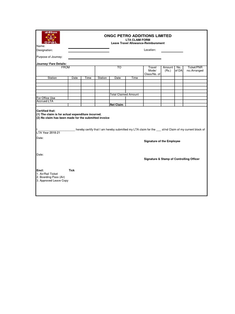 LTA Claim Form | PDF