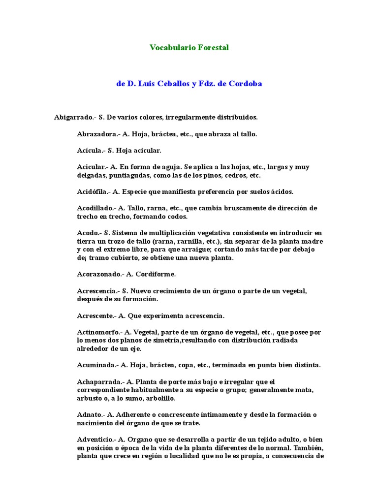 Vocabulario Forestal | PDF | Hoja | Tallo de la planta