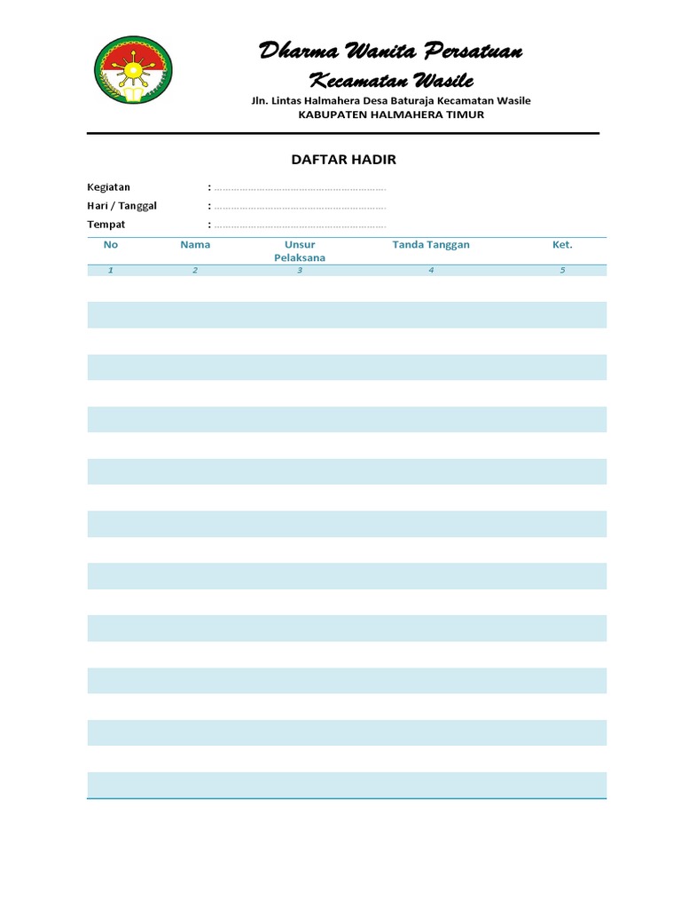 Daftar Hadir DWP | PDF
